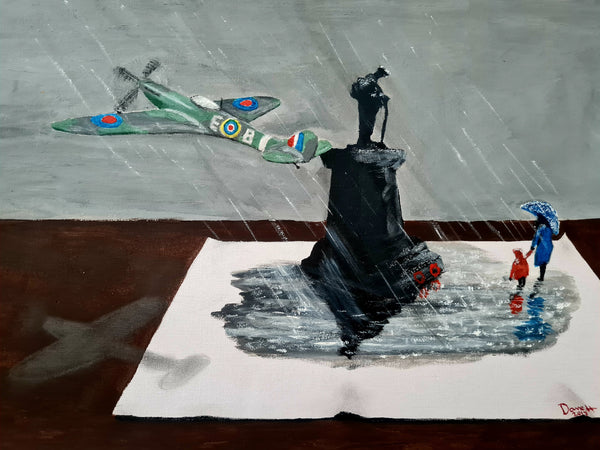 216 Original Painting - 'Spitfire memorial' – Remembrance Art